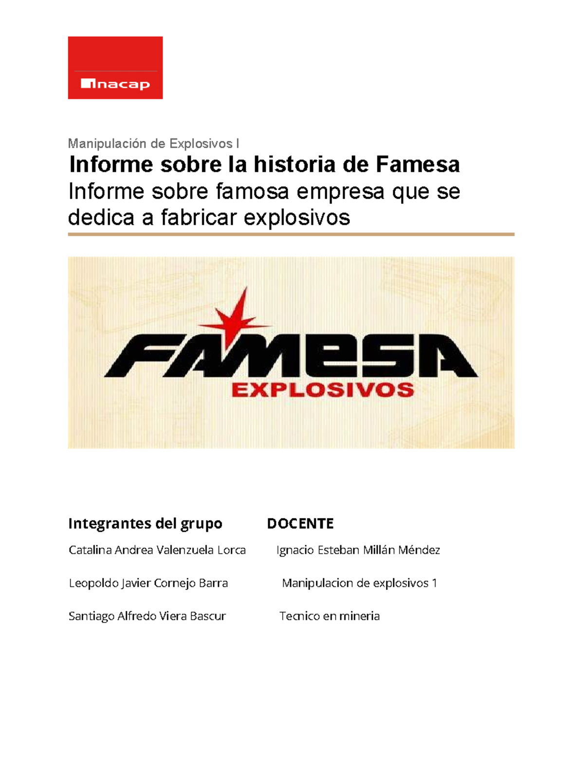 explosivo famesa - Manipulación de Explosivos l Informe sobre la ...
