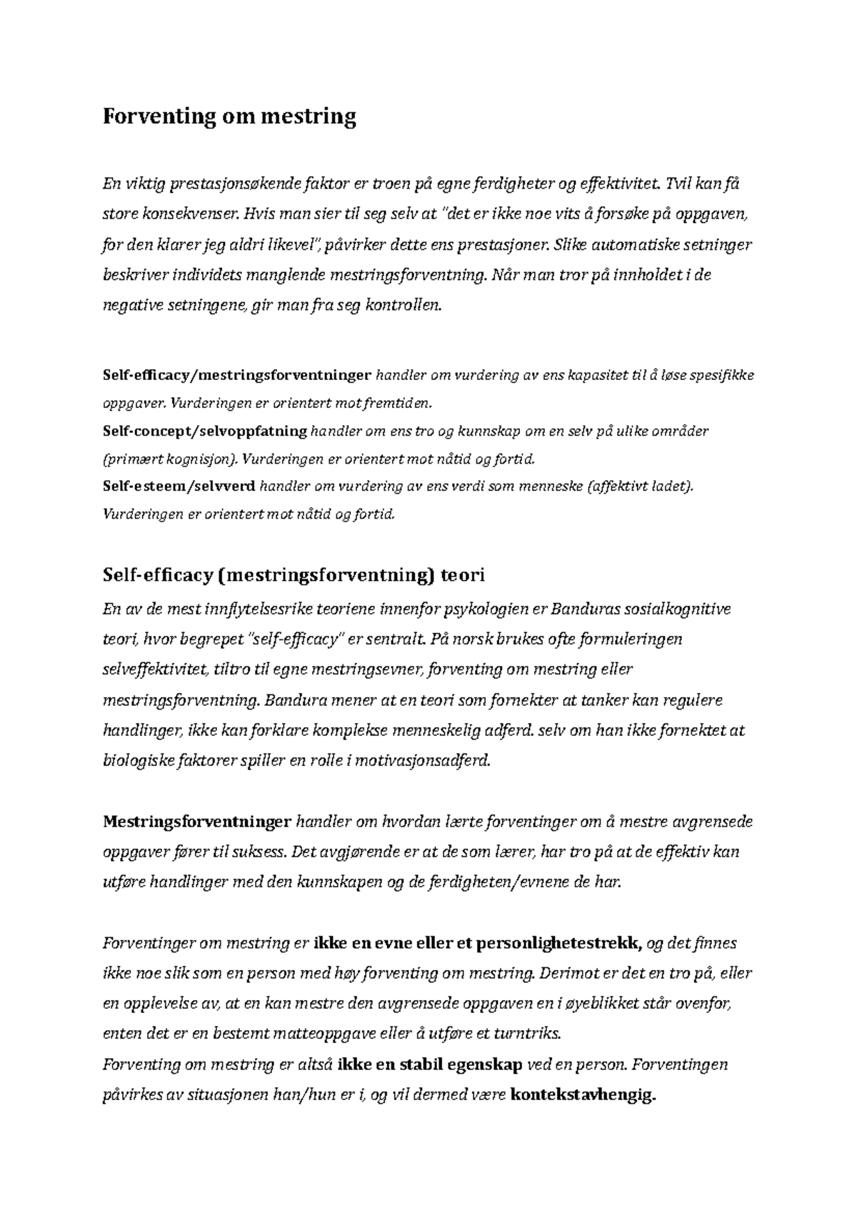 Forventing-om-mestring - Forventing om mestring En viktig ...