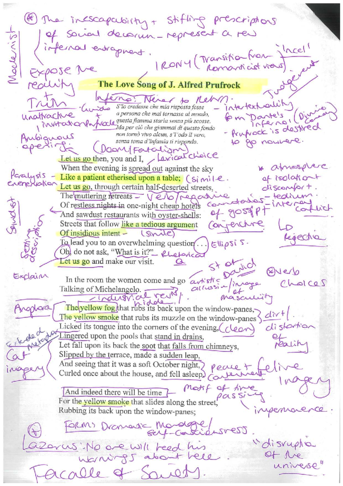 Annotated Analysis of TS Eliot's Poems: Modernism and Themes - Studocu