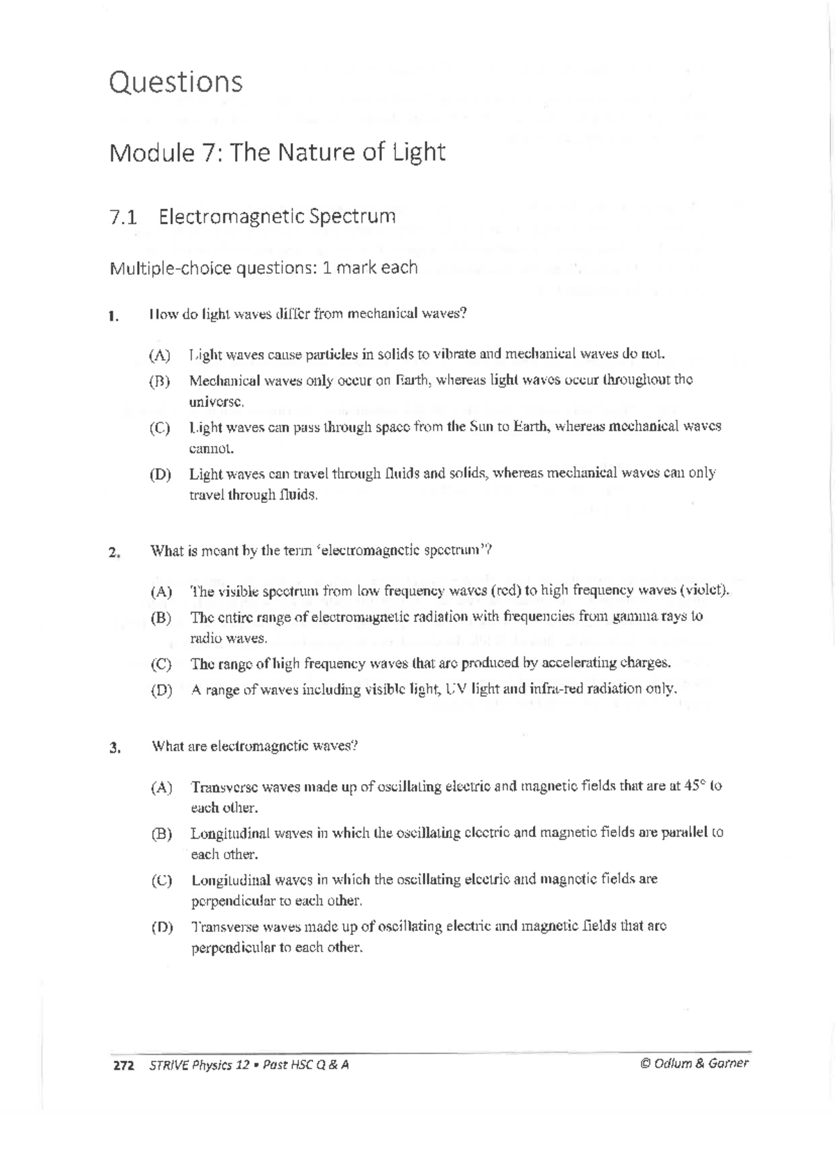 Questions Module 7: The Nature of Light - HSC Physics Exam Prep - Studocu
