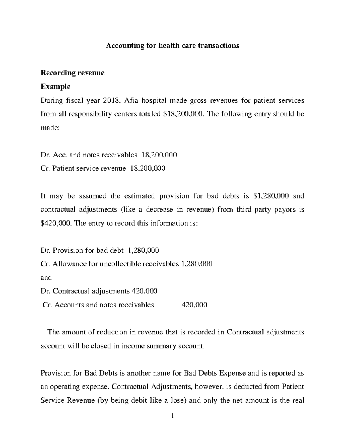 Accounting for Health Care Transactions: Key Revenue Recording Methods ...