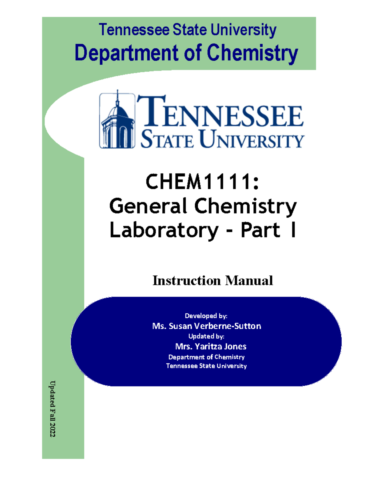 Gen Chem I Lab Manual 1111 2023 Spring - ####### U pdated ####### S pr ...