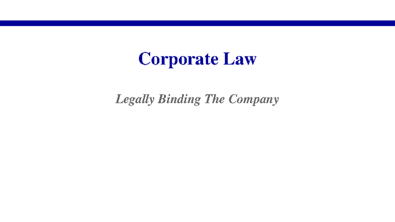 Corporate Law I: Understanding Legally Binding Contracts and Company - Studocu