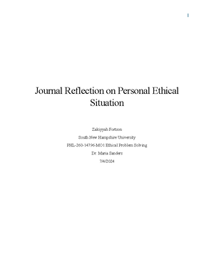 [Solved] Describe an example from your life of an ethical situation ...