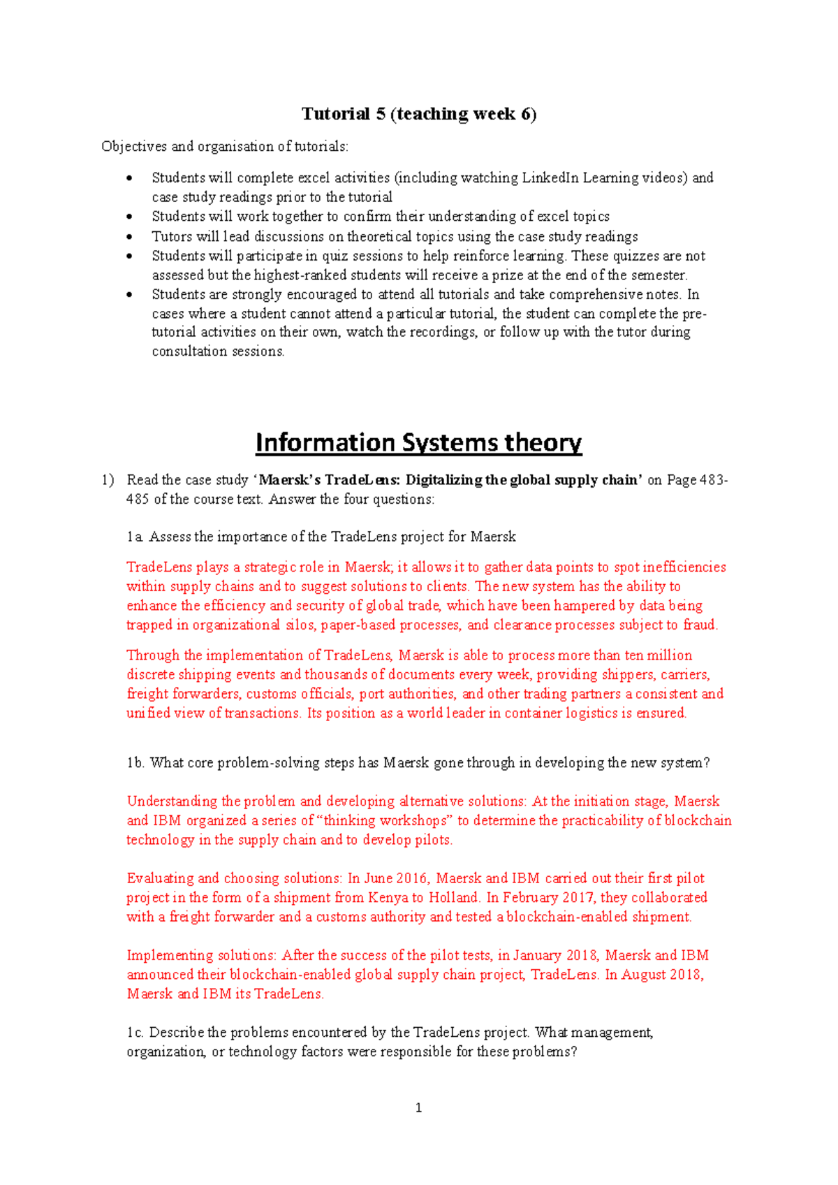 Tutorial 5 pre-tutorial tasks and answers - Tutorial 5 (teaching week 6 ...