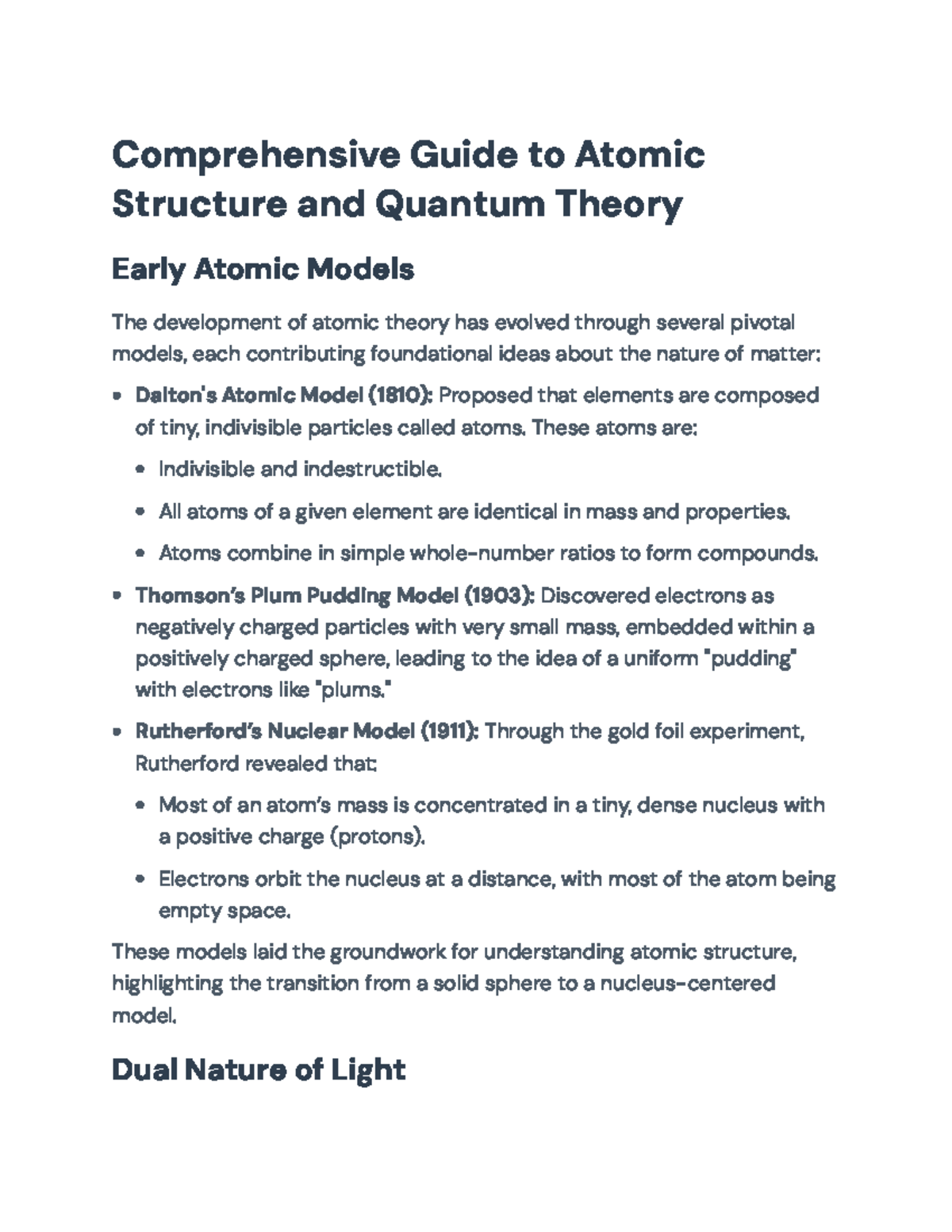 Comprehensive Guide to Atomic Structure & Quantum Theory (CHEM 101 ...