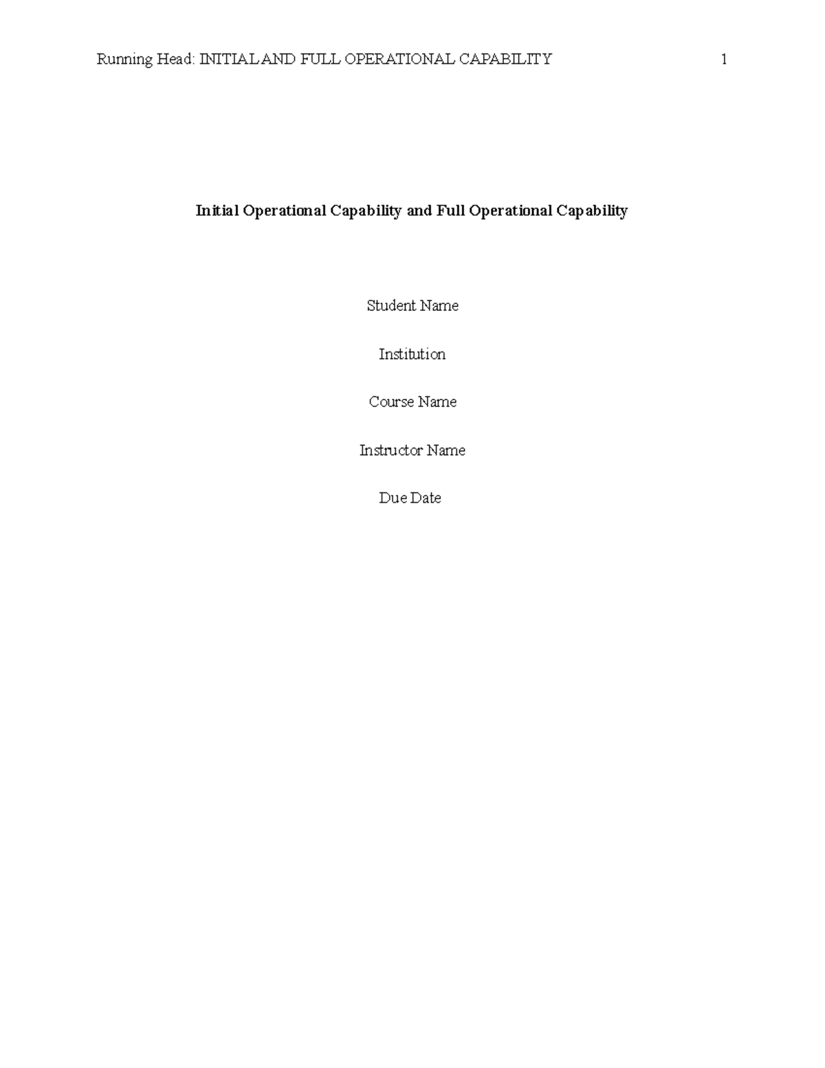 Initial & Full Operational Capability Overview: Order 3793911 - Studocu