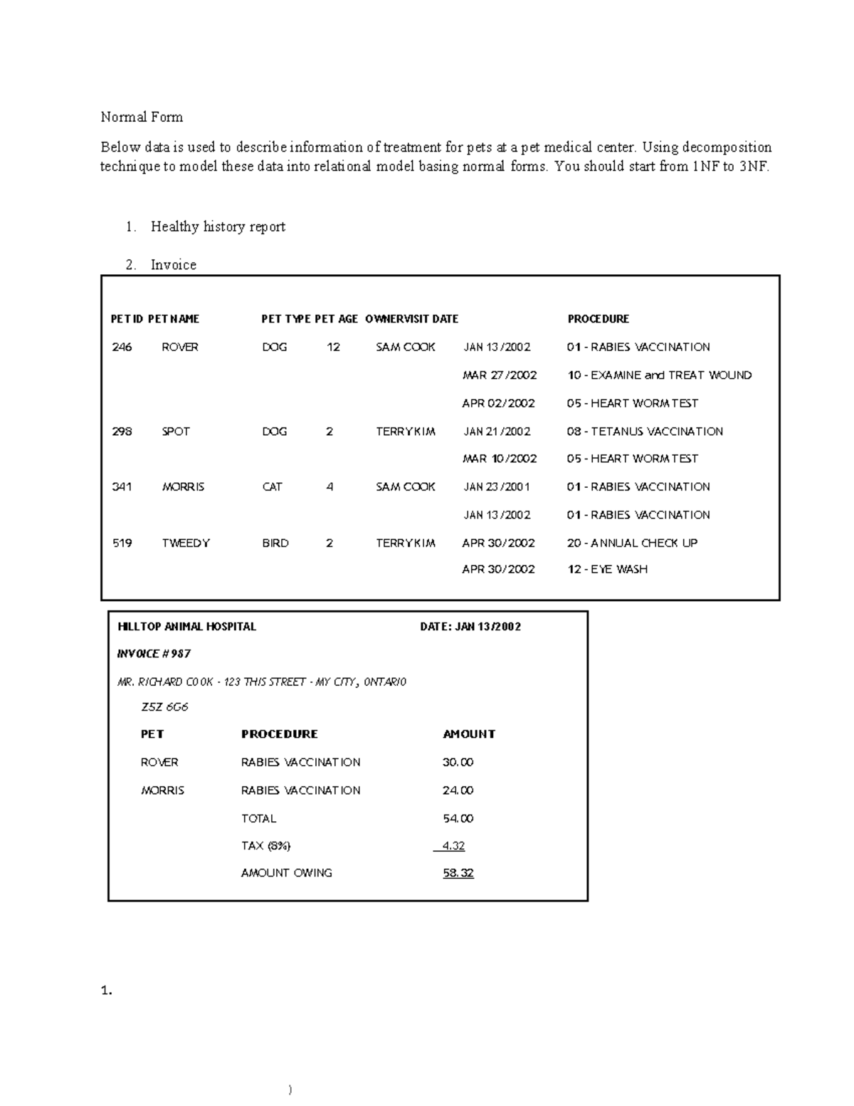 Lab2-dbi202 - Normal Forms for Pet Treatment Data Analysis - Studocu