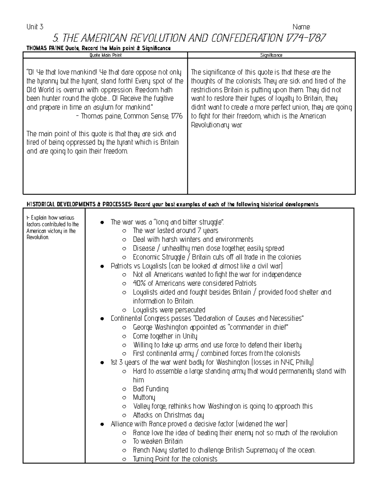APUSH Ch. 5 Amsco Reading Guide: American Revolution Insights (2020-21 ...