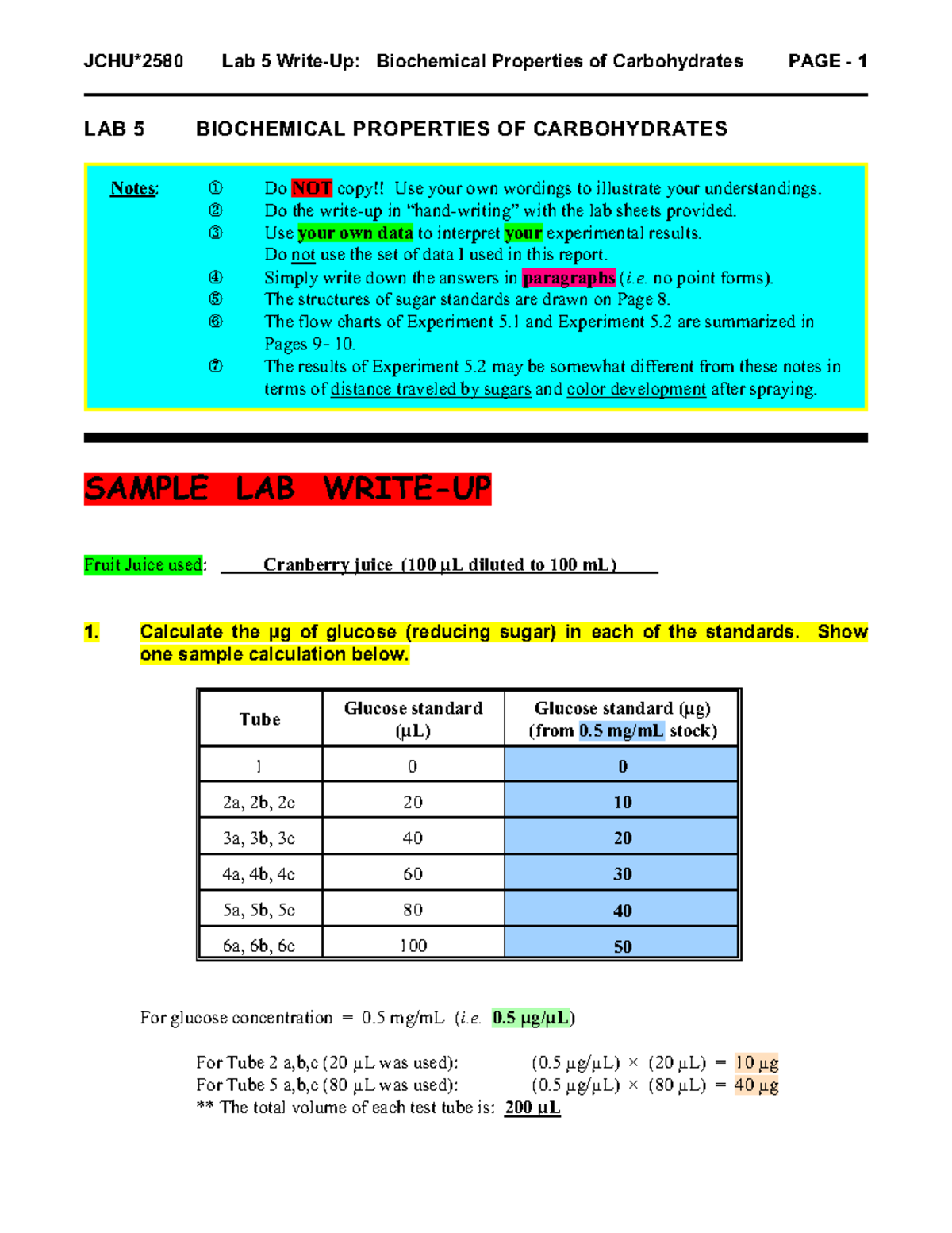Lab 5: Biochemical Properties of Carbohydrates Analysis and Results ...