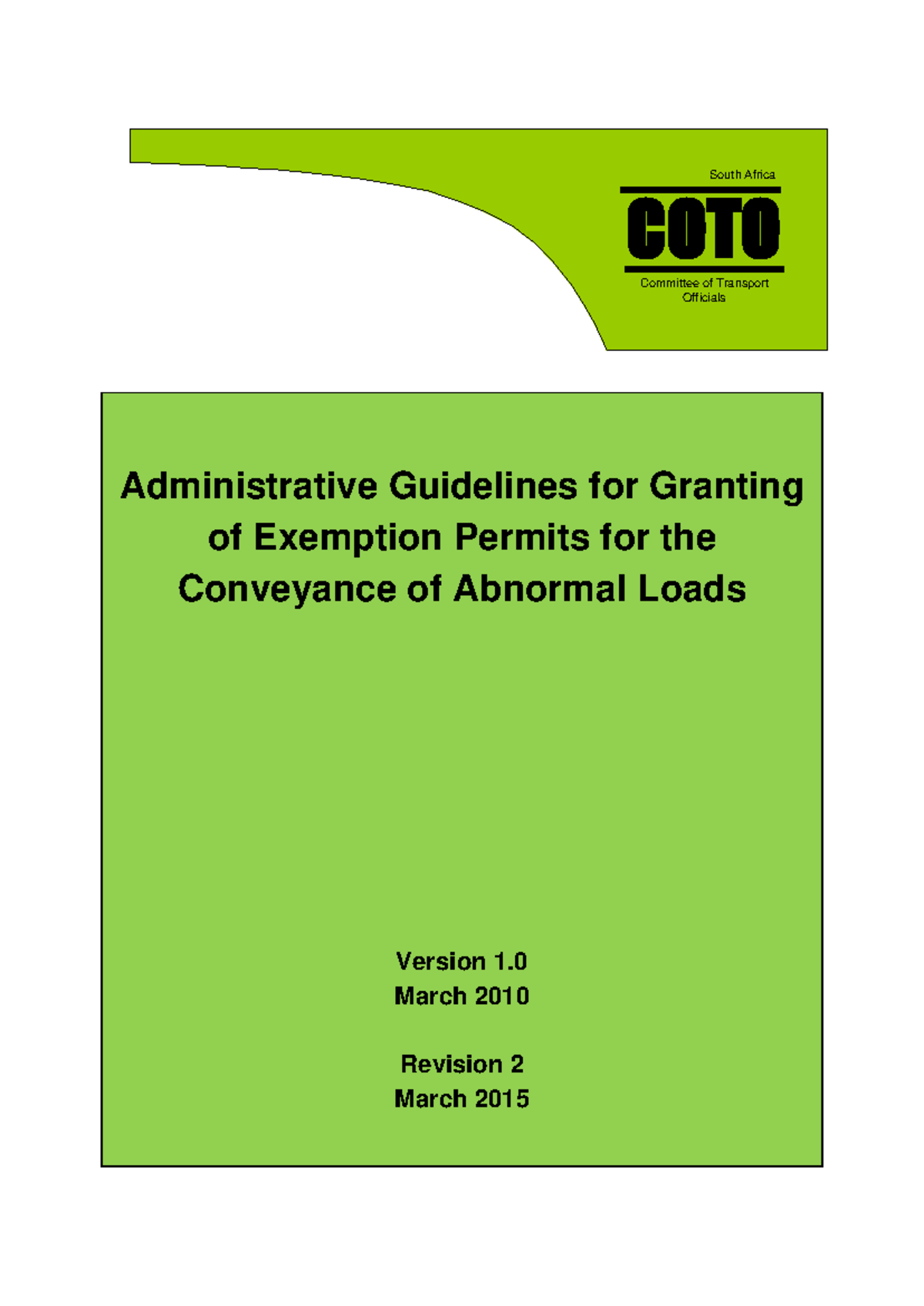 TRH11 Admin Guidelines for Abnormal Loads - 1st Ed. 2010 Rev. 2 - Studocu