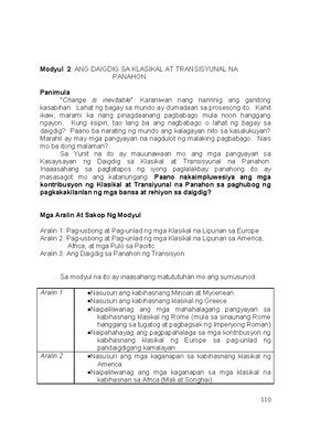 Ap q4 - Class notes for AP q4 - MODYUL 4: ANG KONTEMPORARYONG DAIGDIG ...