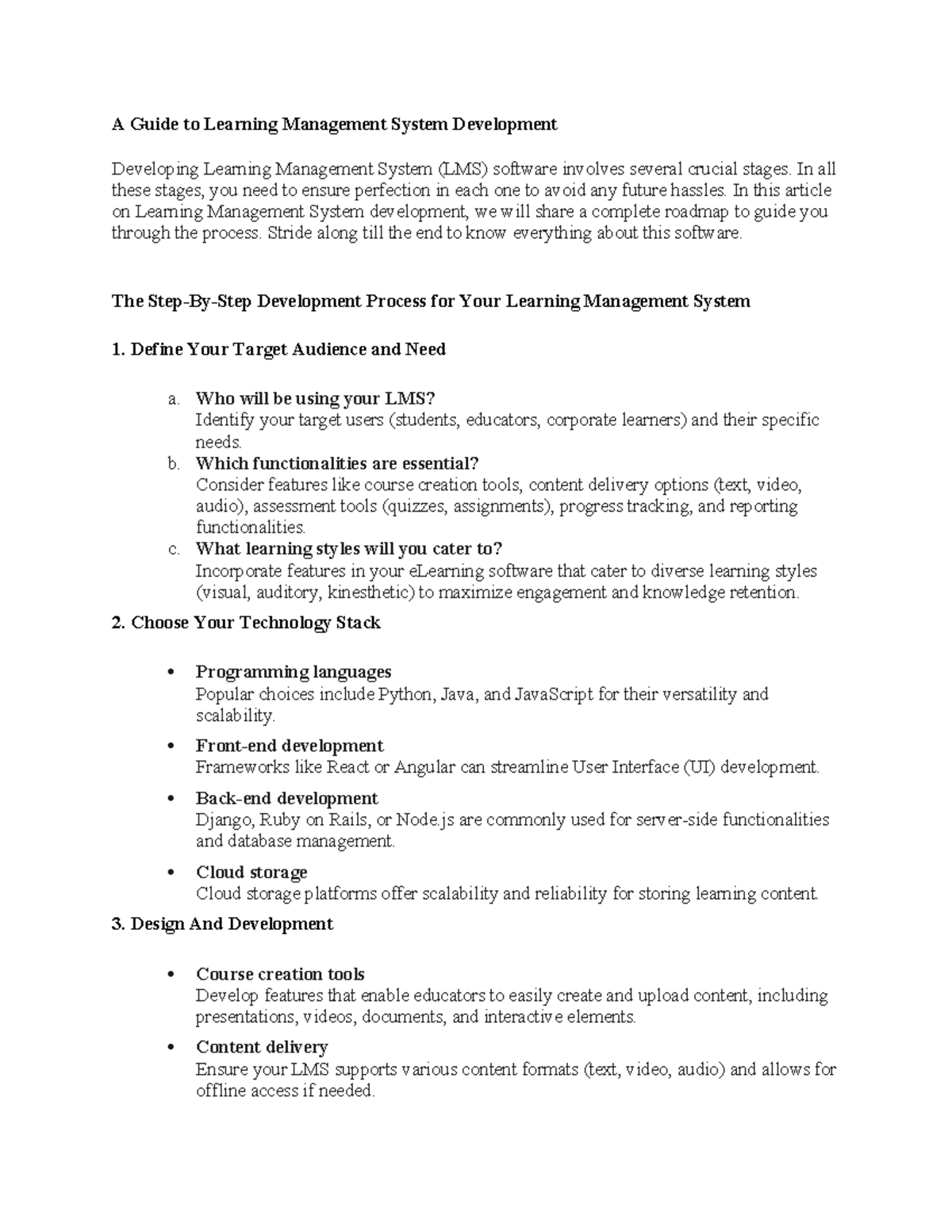 Developing LMS Software: A Comprehensive Guide to LMS Creation - Studocu