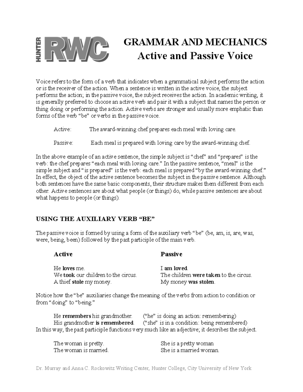 Active and Passive Voice Lesson - GRAMMAR AND MECHANICS Active and ...