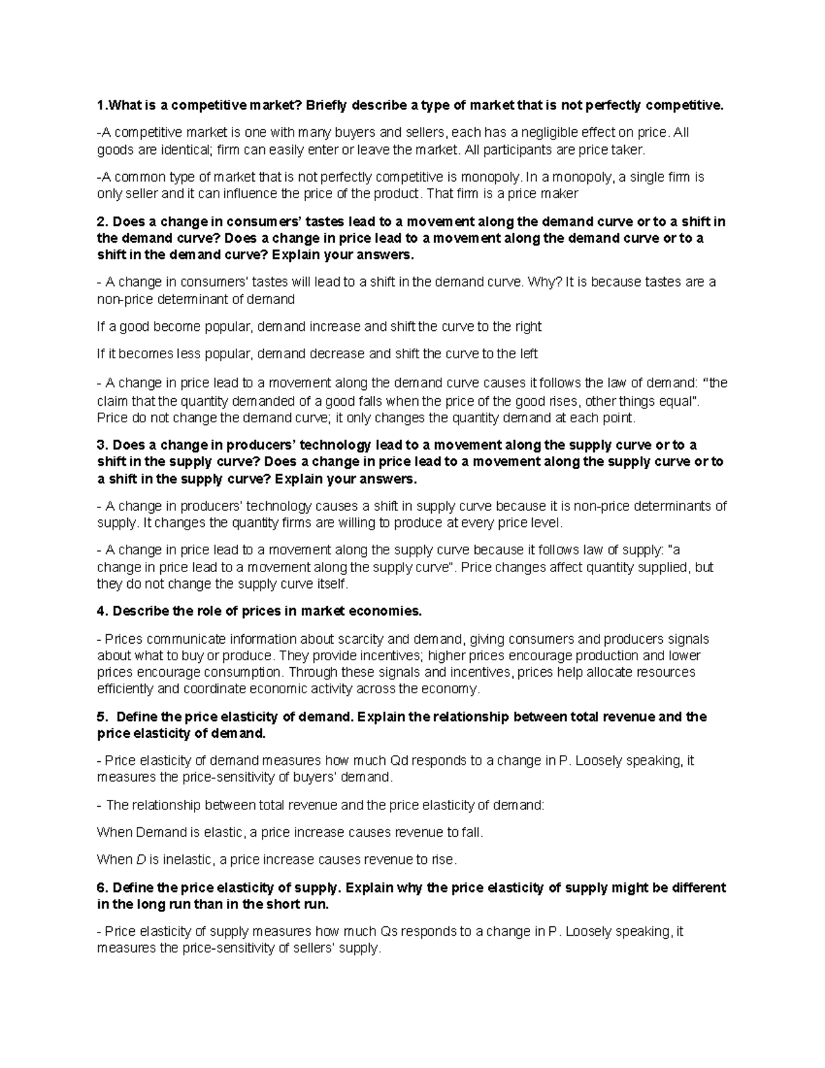 Homework 2 - Competitive Markets and Elasticity Concepts - Studocu