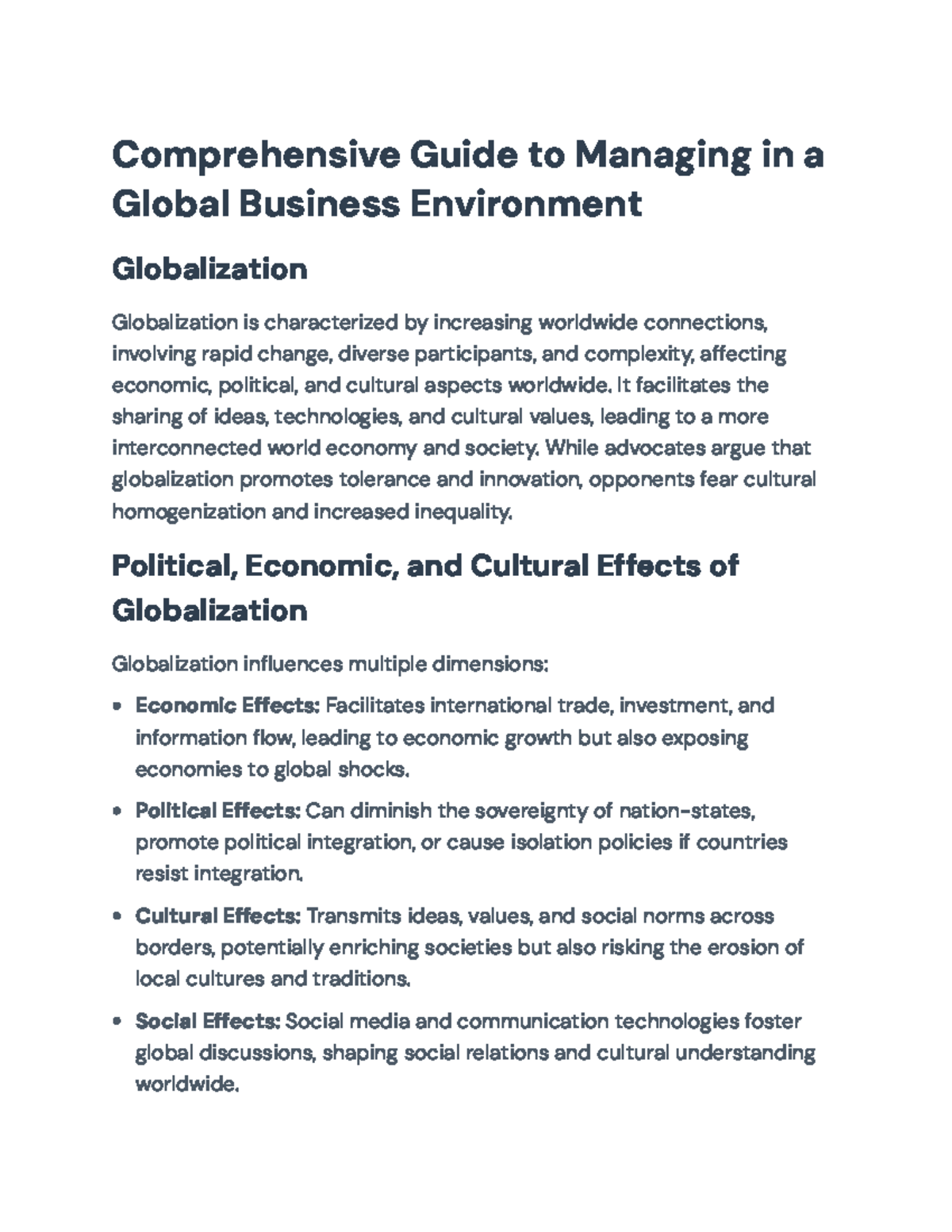 Comprehensive Guide to Global Business Management (GBM 101) and ...