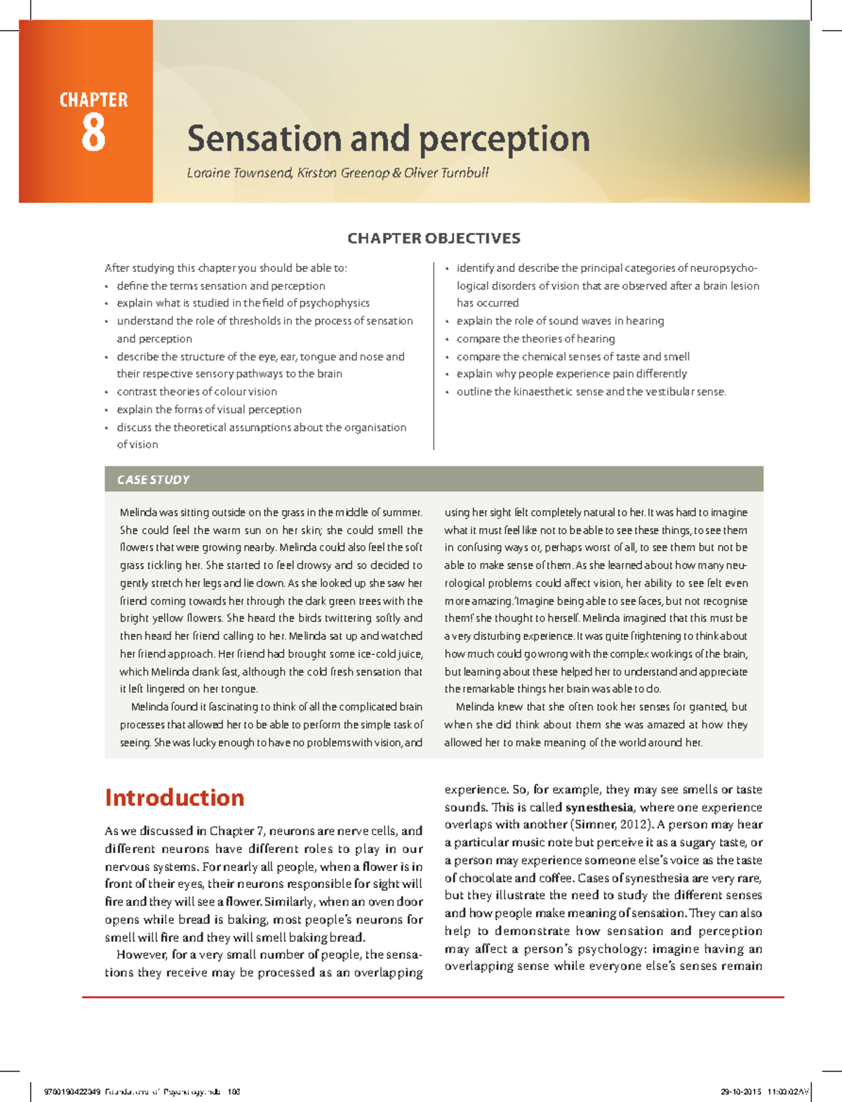Chapter 8: Sensation and Perception in Psychology - Studocu