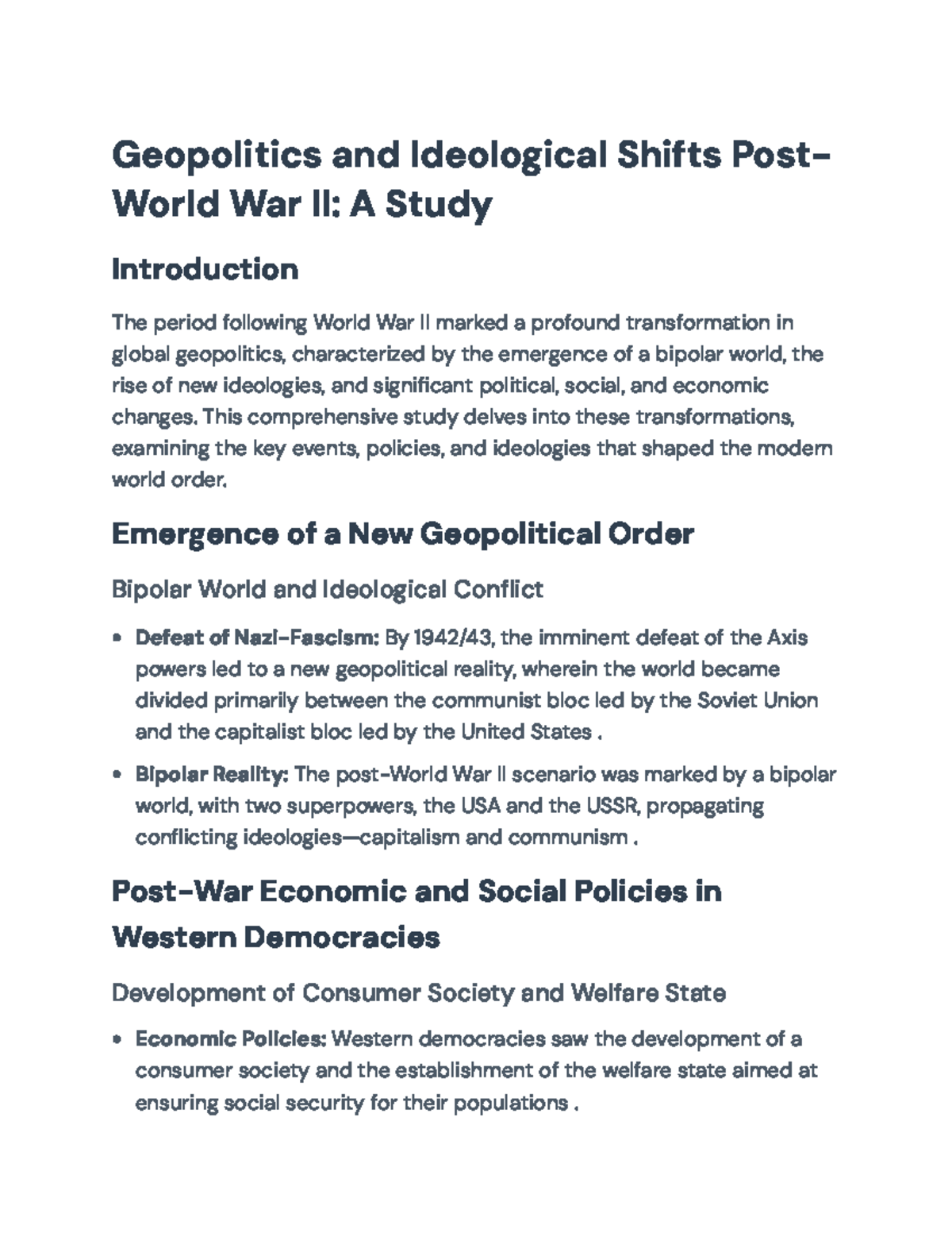 Geopolitics and Ideological Shifts Post-WWII: Key Transformations Study ...