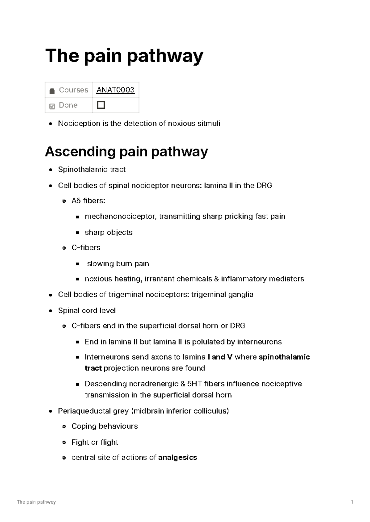 Pain Pathway Overview: Nociception and Spinothalamic Tract Insights ...