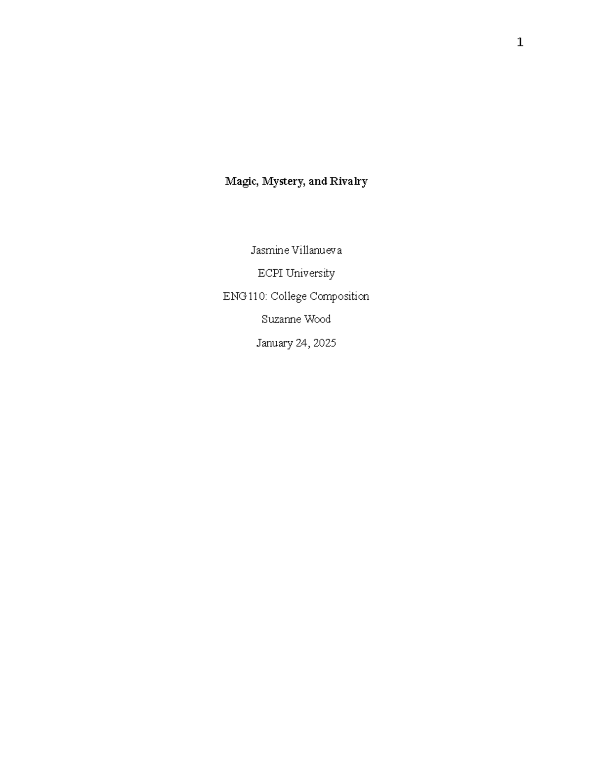 Magic, Mystery, and Rivalry compare essay - Magic, Mystery, and Rivalry ...