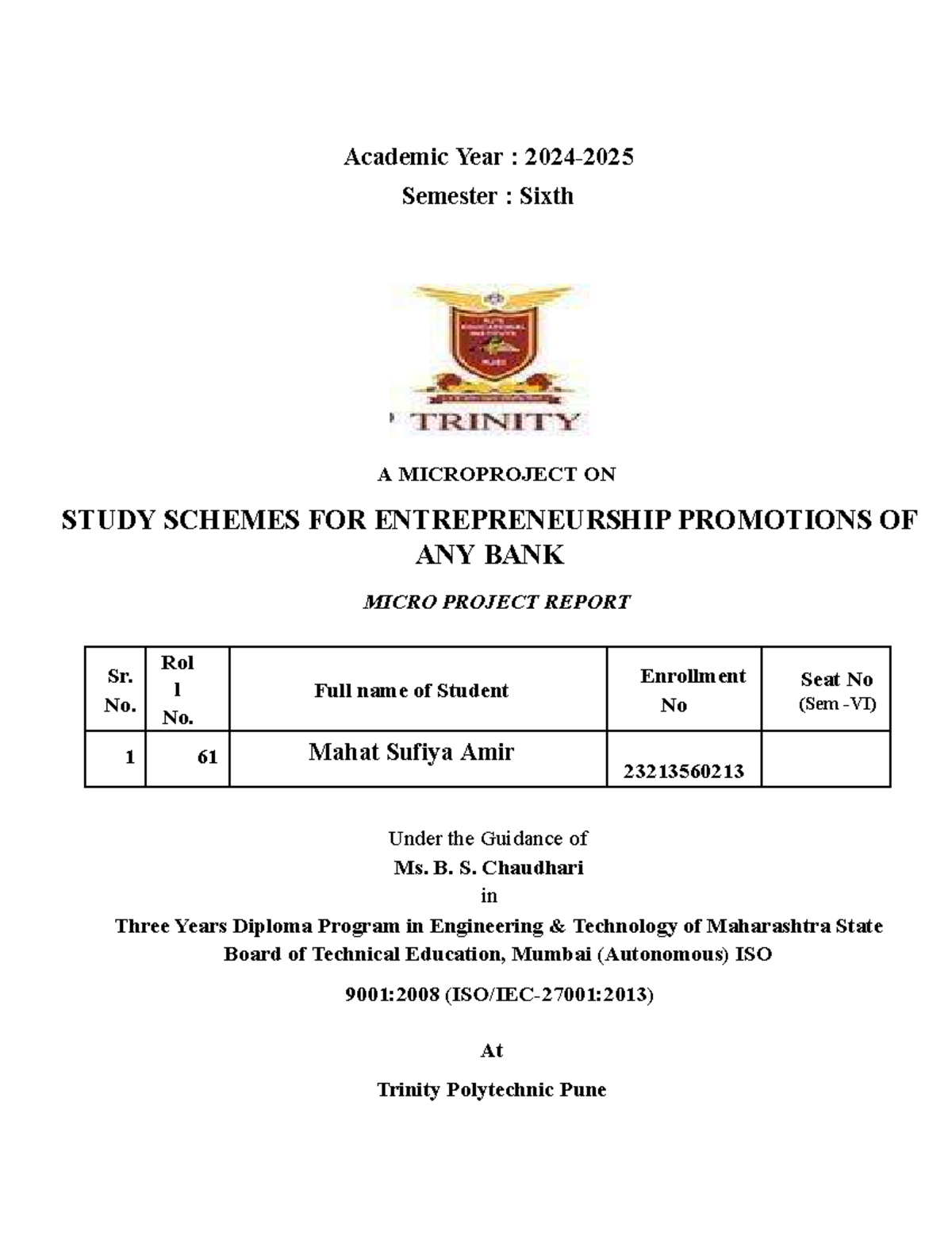 EDE 6th Sem Micro Project on Entrepreneurship Promotion Schemes - Studocu