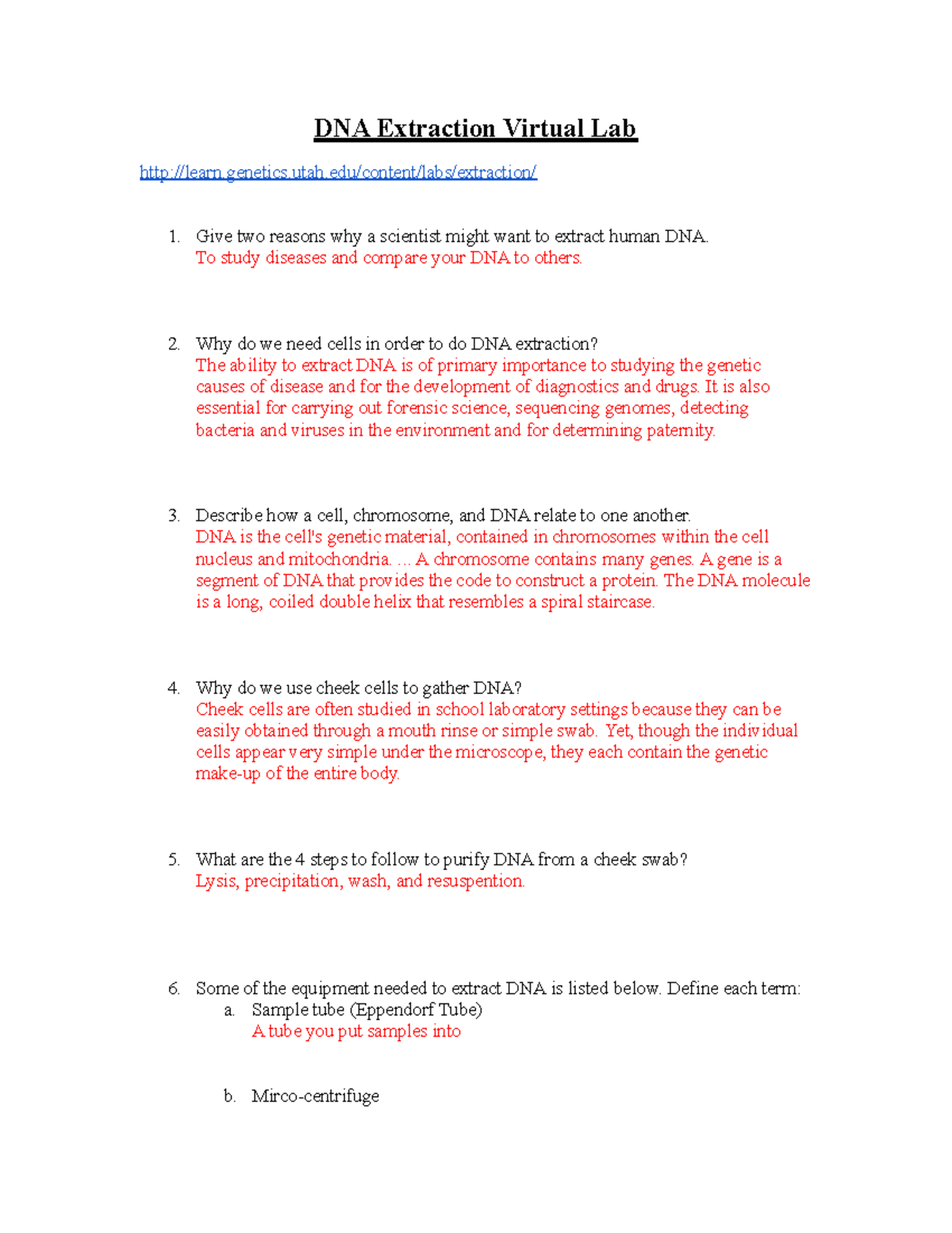 DNA Extraction Lab - DNA Extraction Virtual Lab learn.genetics.utah ...