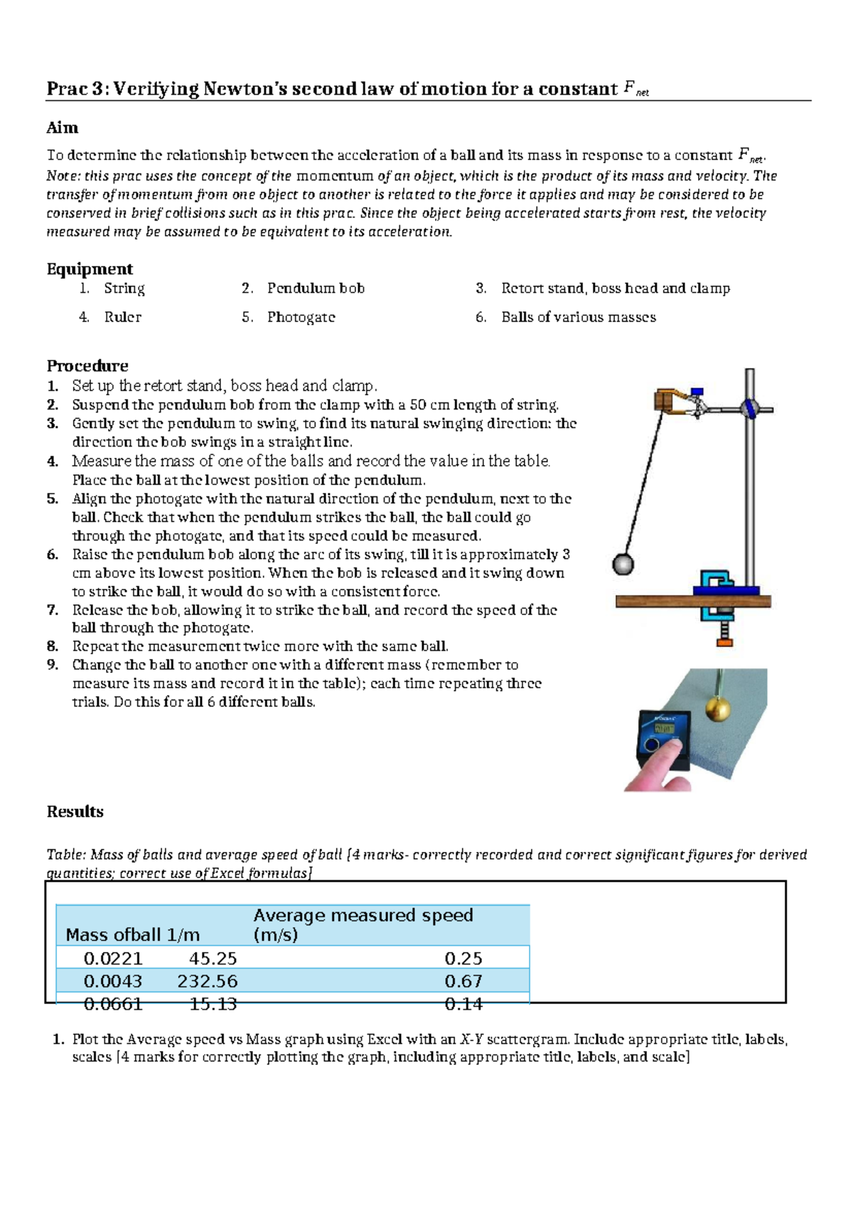 2024 Prac 3: Verifying Newton's 2nd Law of Motion with Constant Force ...