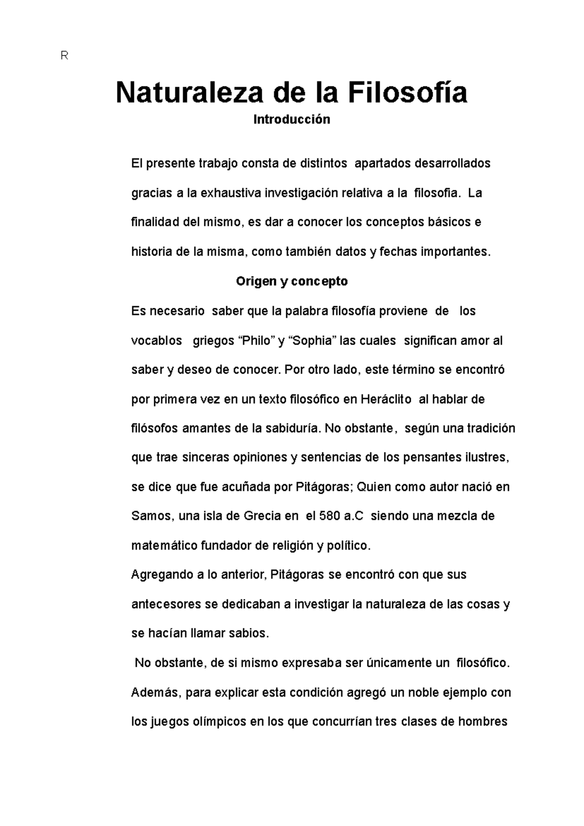 FilosofíA RABV - Tarrea - R Naturaleza de la Filosofía Introducción El ...
