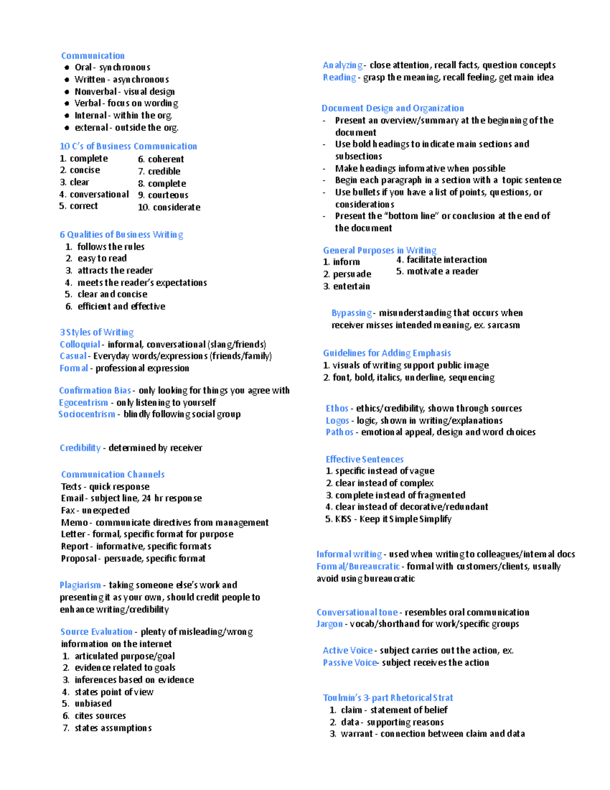 BCOM 202 Midterm Exam 2 Study Guide & Key Concepts Review - Studocu