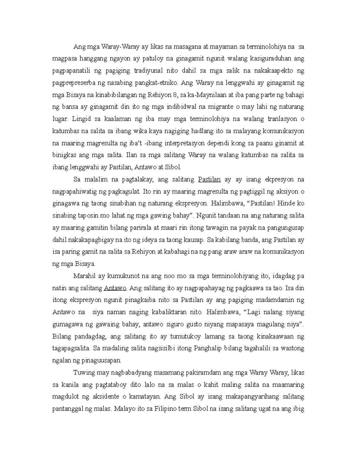 Terminolohiyang Waray: Pagsusuri sa Kahalagahan at Kakaibang Ekspresyon ...