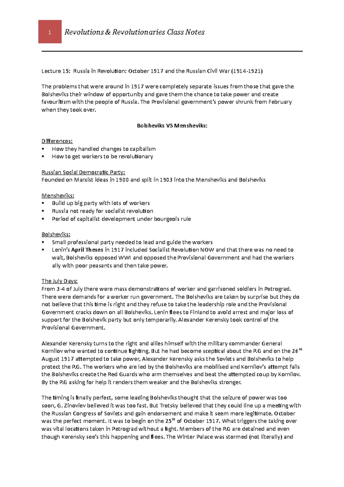 The October Revolution - THE OCTOBER REVOLUTION The February Revolution ...