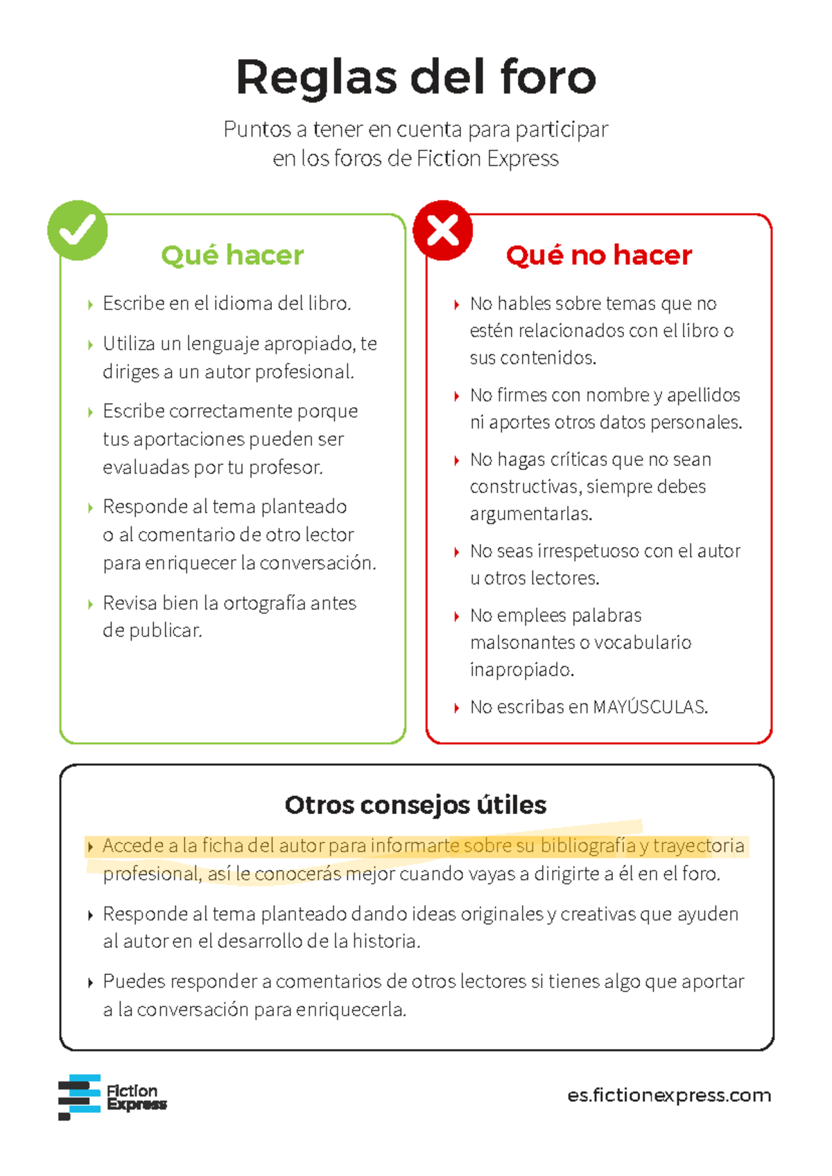 Reglas del Foro en Fiction Express: Guía de Participación (Lat ...