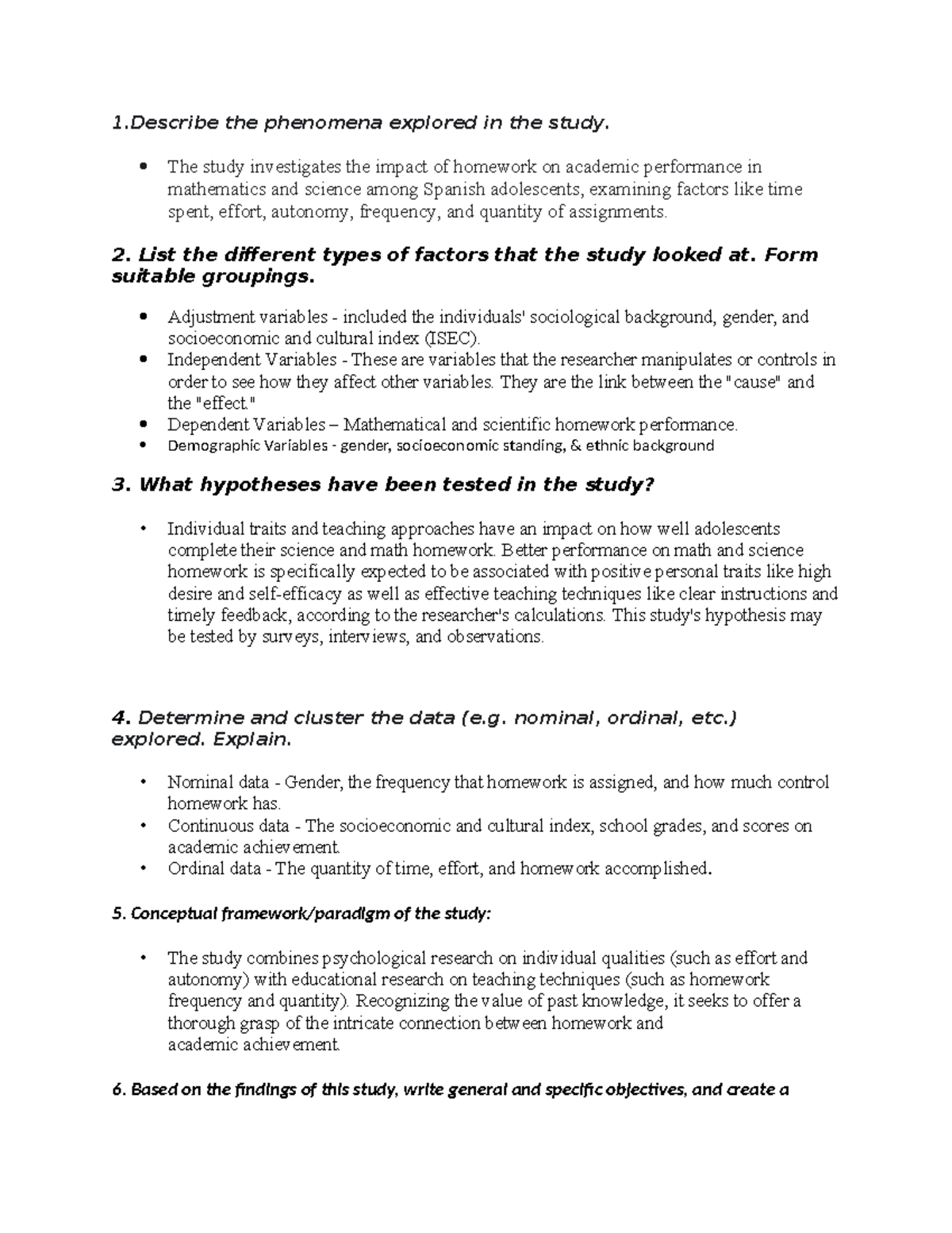 Impact of Homework on Academic Performance in Math & Science (EDU 101 ...