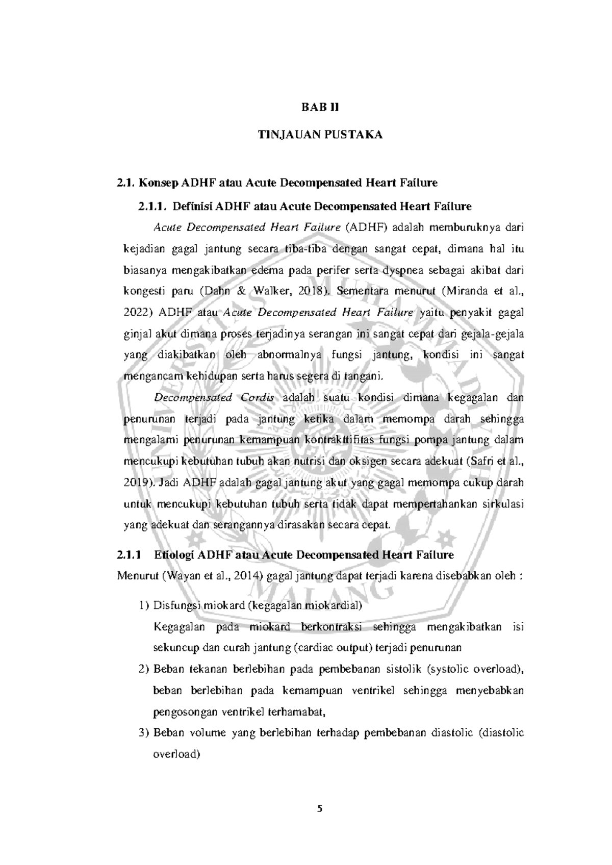 ADHF - Tinjauan Pustaka tentang Gagal Jantung Dekompensasi Akut - Studocu