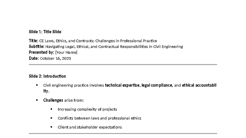 CE Laws, Ethics, and Contracts: Challenges in Civil Engineering - Studocu