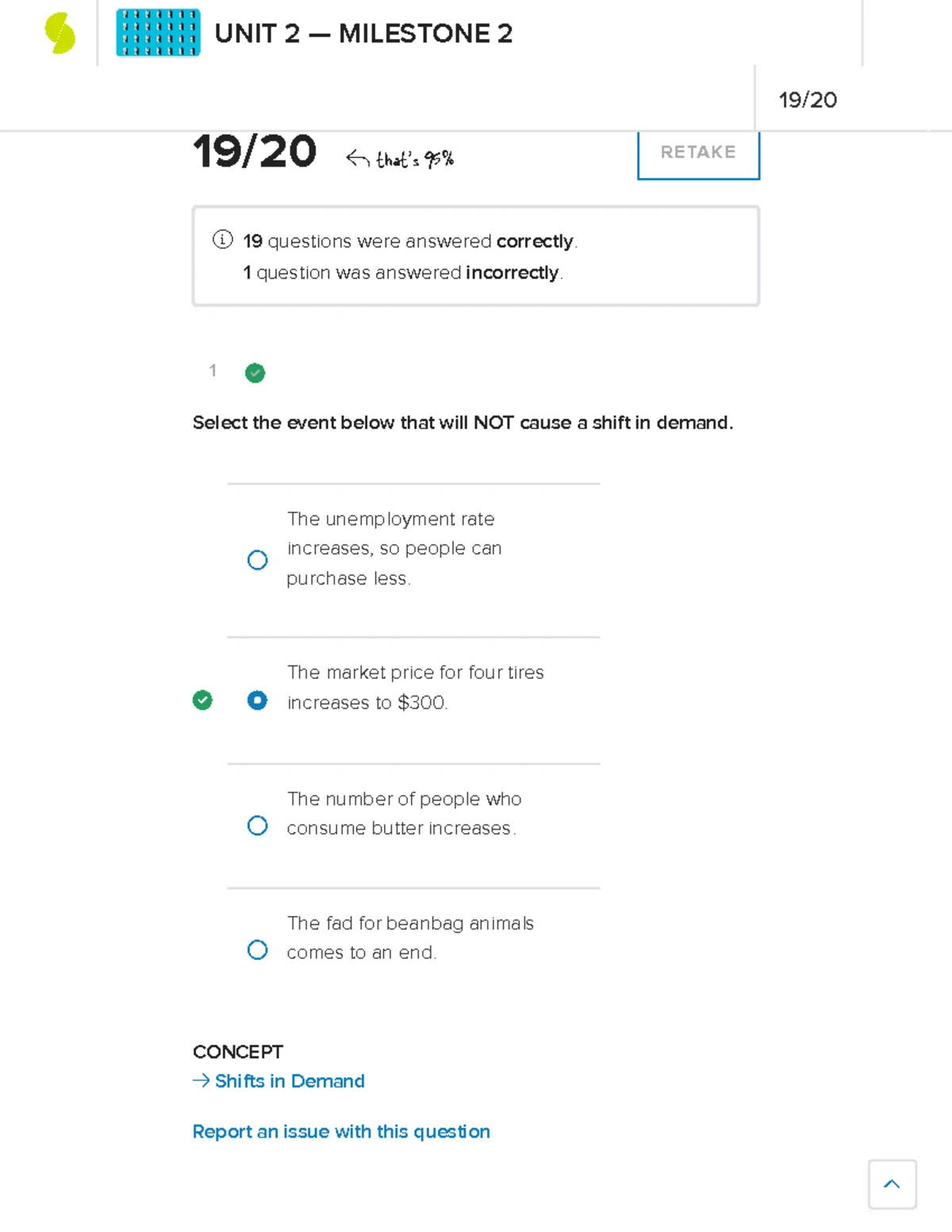 Macro - Unit 3 Milestone - 14/17 that's 82% RETAKE 14 questions were ...