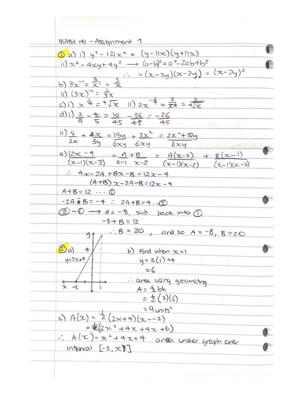 MATH 142 Assignment 1: Advanced Calculus Problems and Solutions - Studocu
