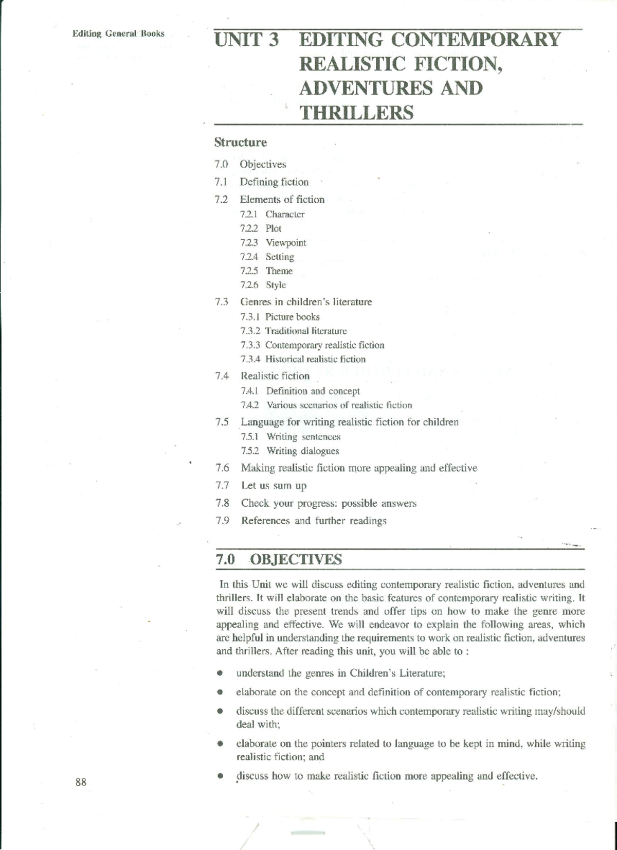 Editing Contemporary Realistic Fiction - Unit 3 Overview and Objectives ...