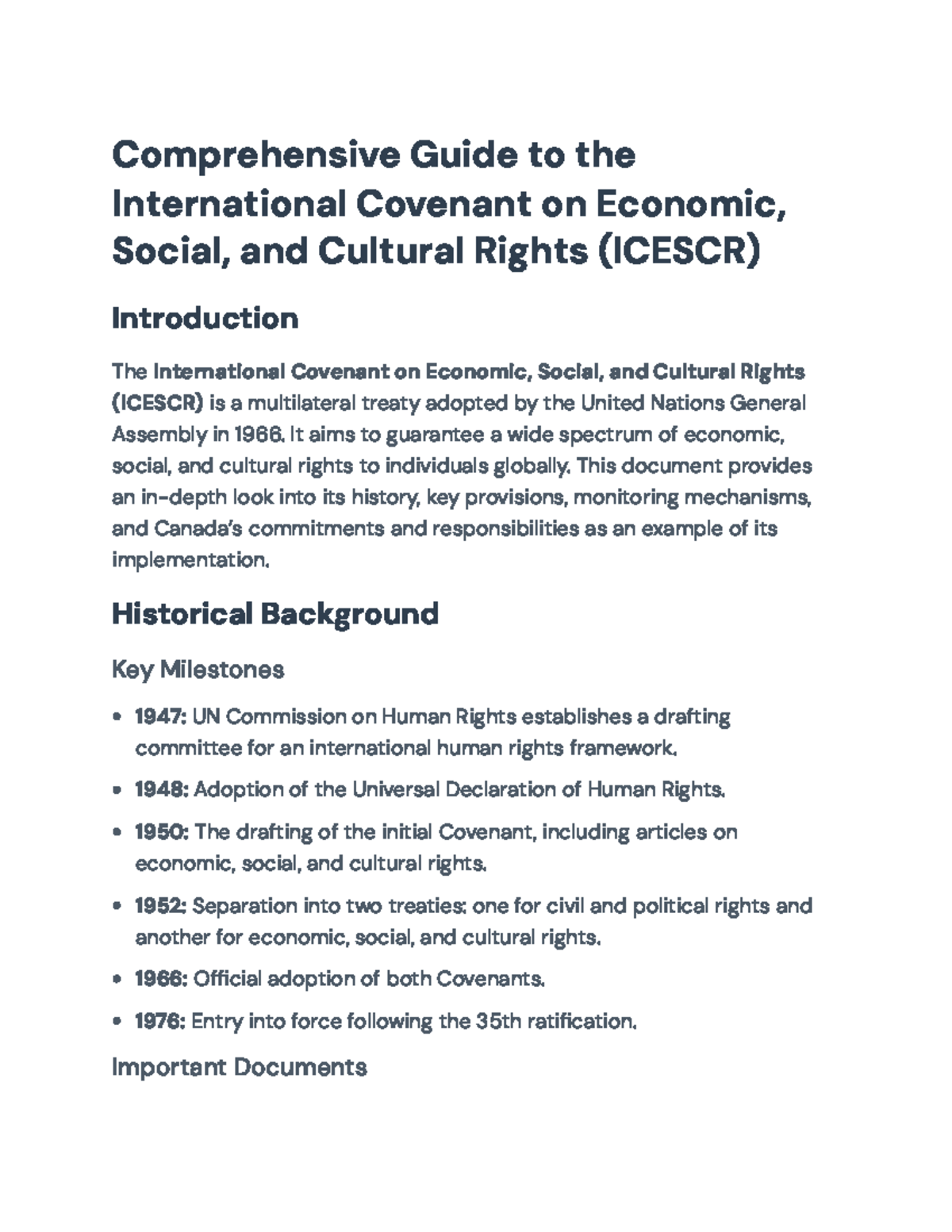Comprehensive Overview of ICESCR and Canada's Responsibilities: A Guide ...