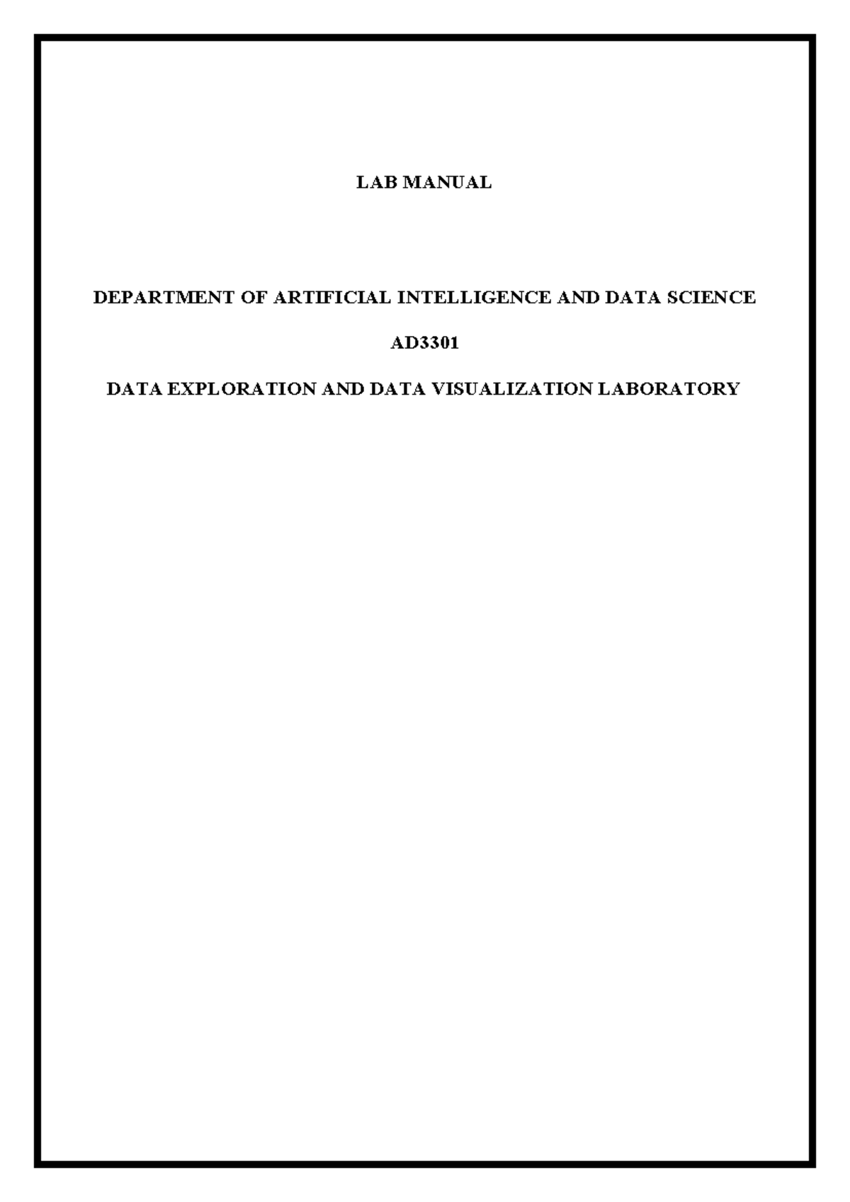 Data Exploration & Visualization Lab Manual AD: EDA Techniques and Tools - Studocu