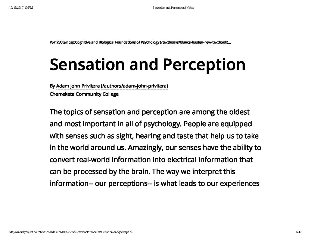What Is Sense Of Perception
