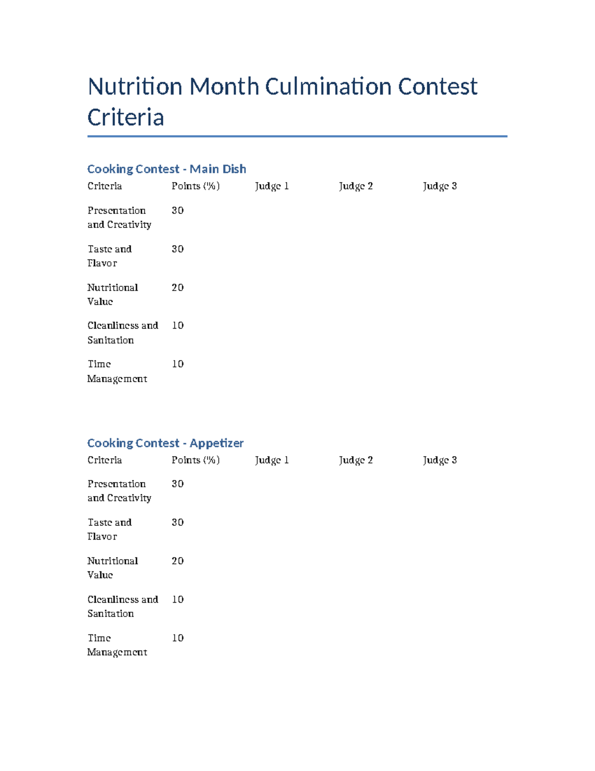 Nutrition Month Contest Criteria Overview - Studocu