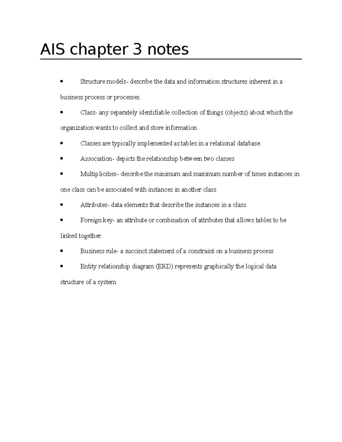 AIS chapter 3 notes - AIS chapter 3 notes Structure models- describe ...
