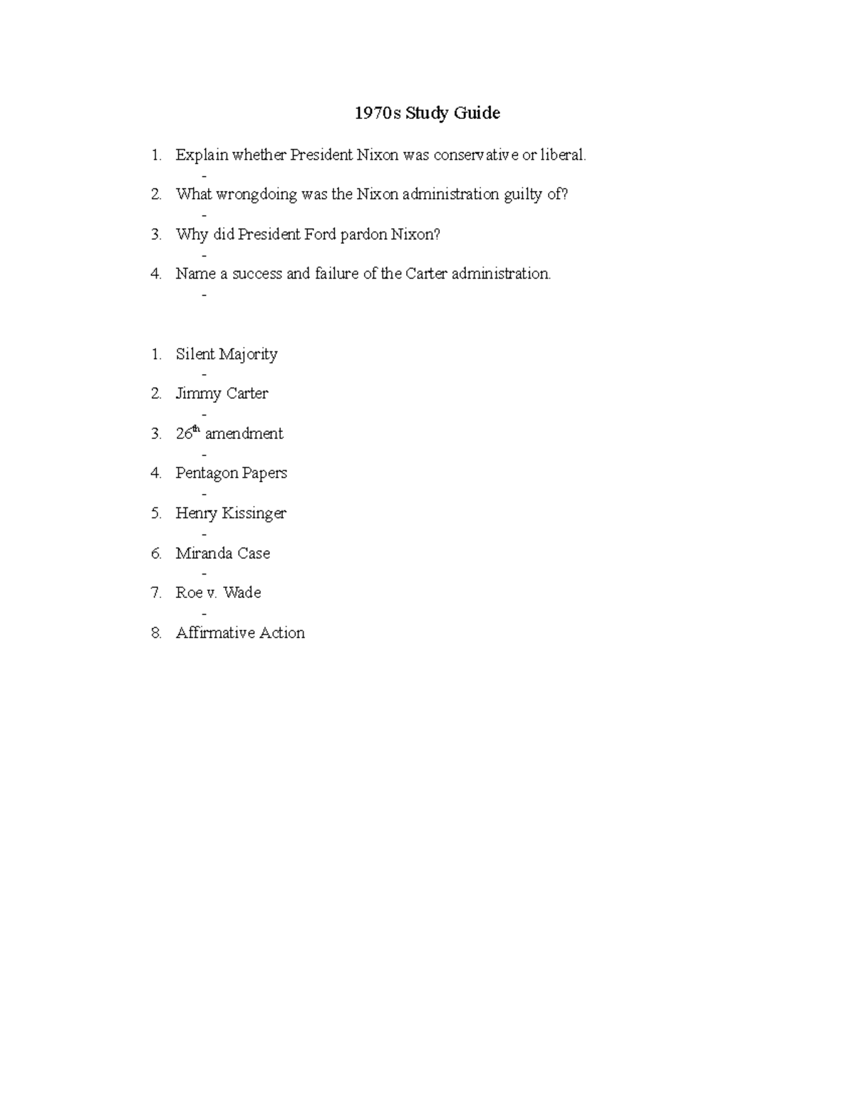 APUSH Chapter 39 Study Guide: Nixon, Ford, and Carter Administrations ...