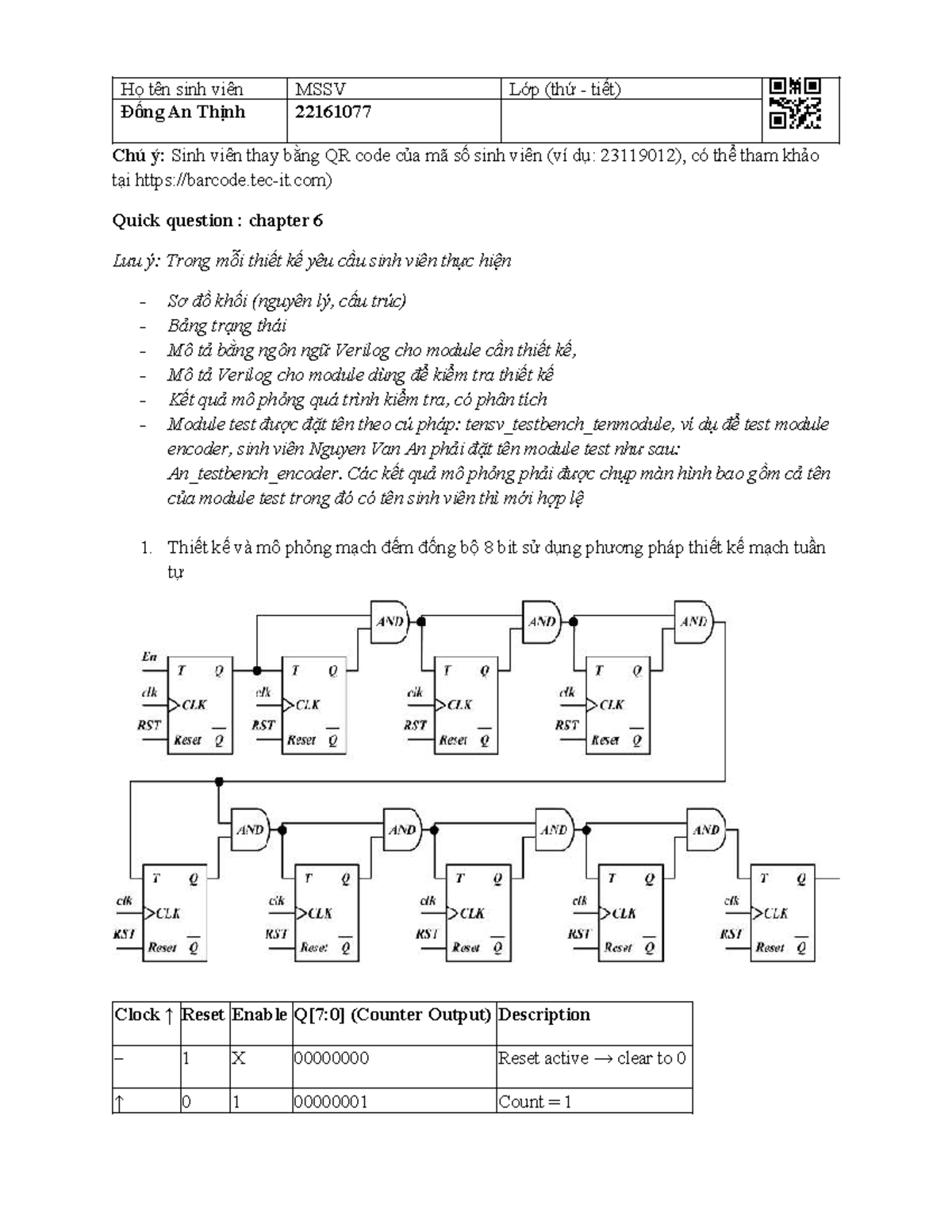 Thiết kế và Mô phỏng Mạch Đếm 8 Bit - Chương 06 - Studocu