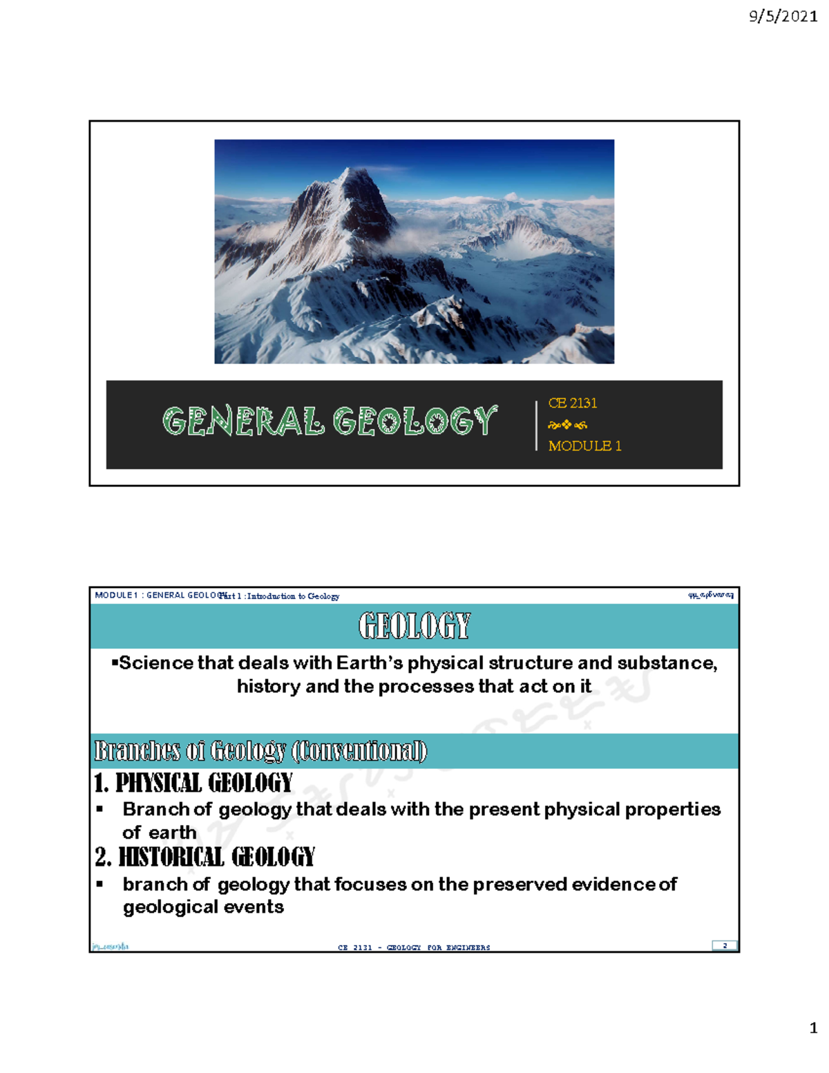 Module 1 PPT - PPT FOR GEO - CE 2131 MODULE 1 MODULE 1 : GENERAL ...