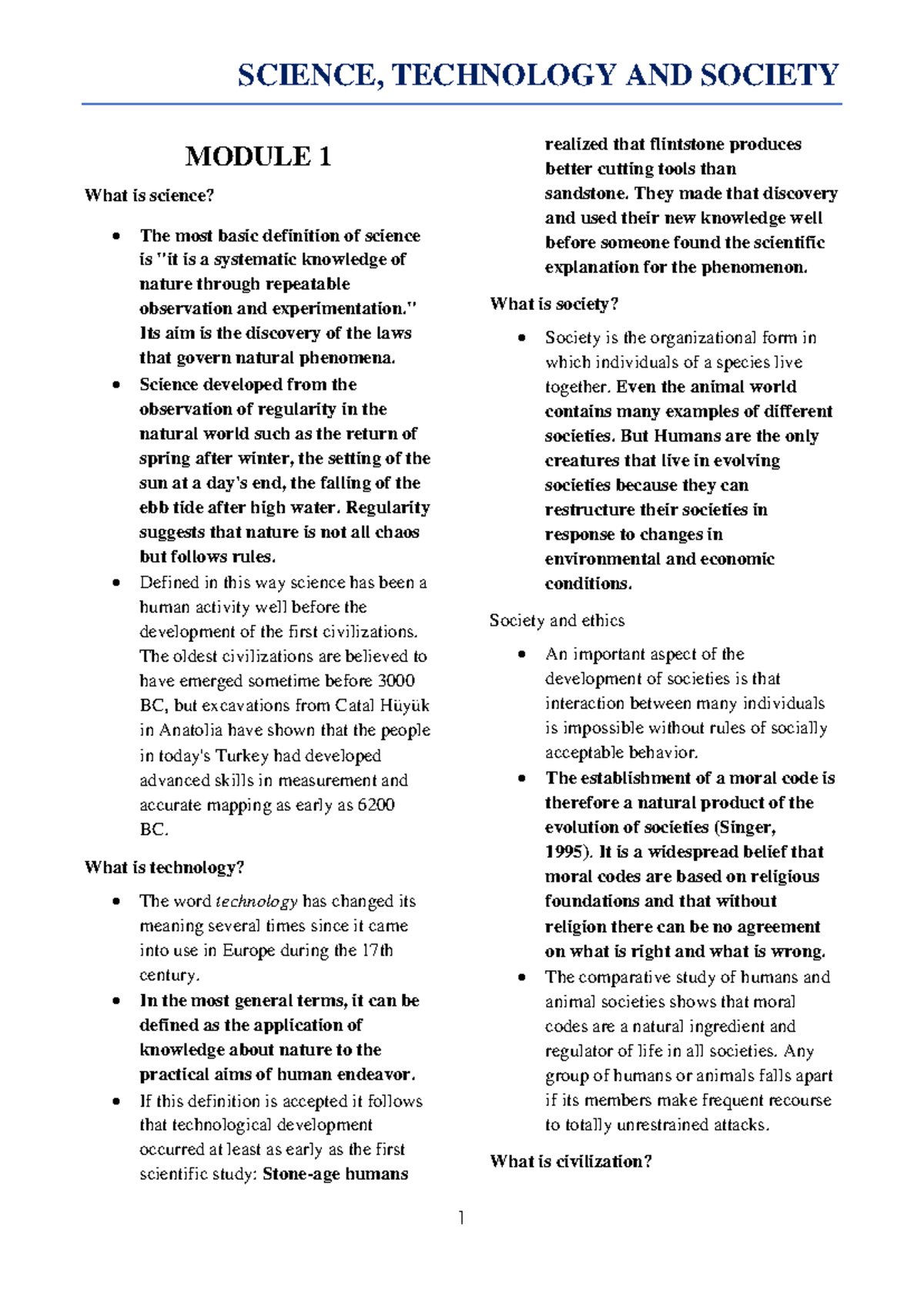 Module 1-6 STS - Science, Technology, and Society Overview - Studocu