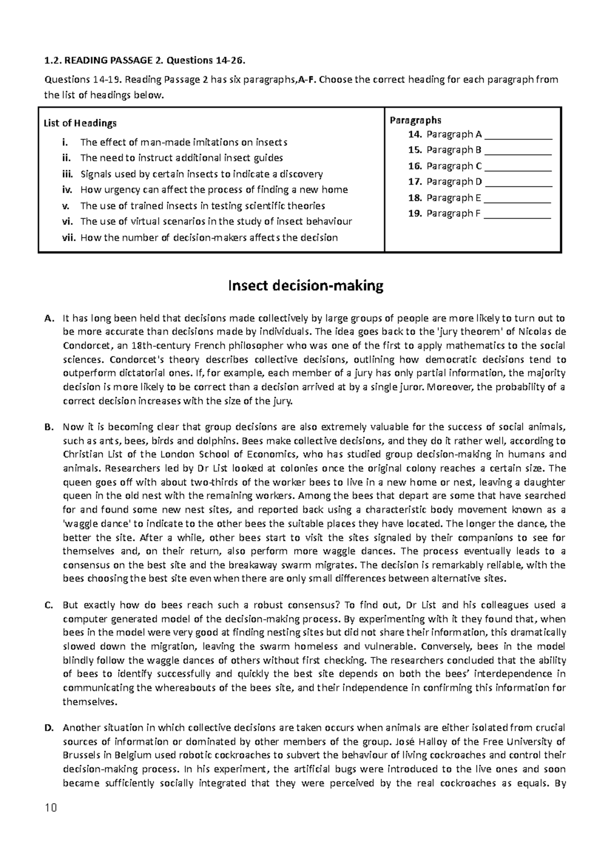 Insect Decision-Making: An Analysis of Collective Choices (IU4 Jun19 ...