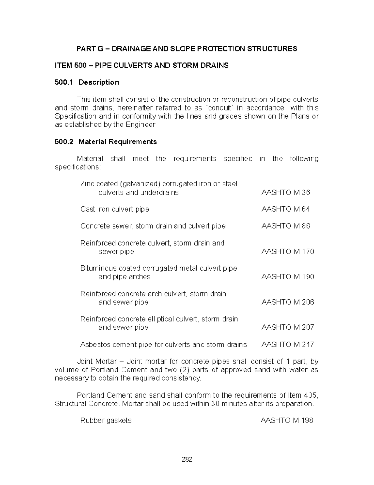 ITEM 500 - DPWH Standards for Pipe Culverts & Storm Drains (2004) - Studocu
