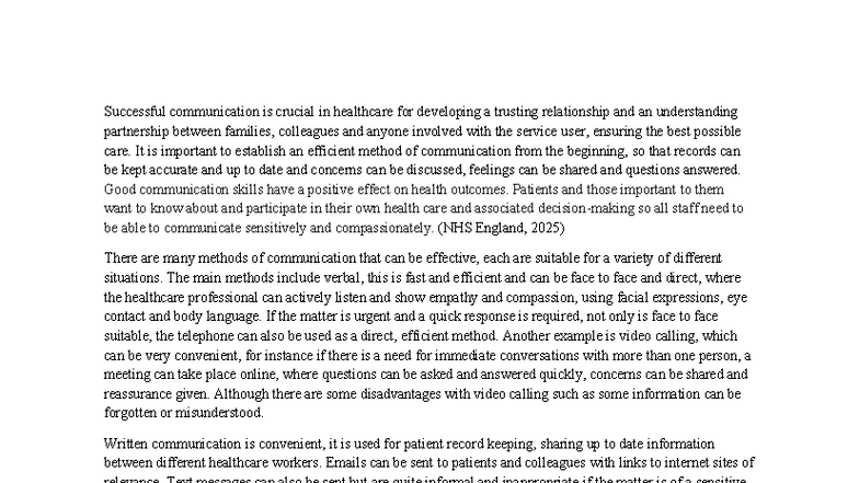 Effective Communication and Record Keeping in Healthcare: Final Draft ...